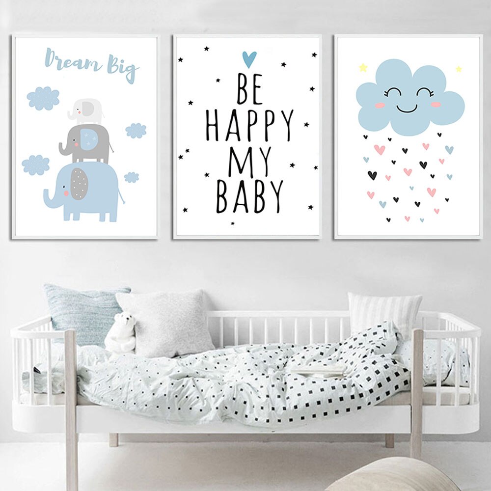 Canvas Schilderij Wolken Nursery Print Baby Poster... – Grandado