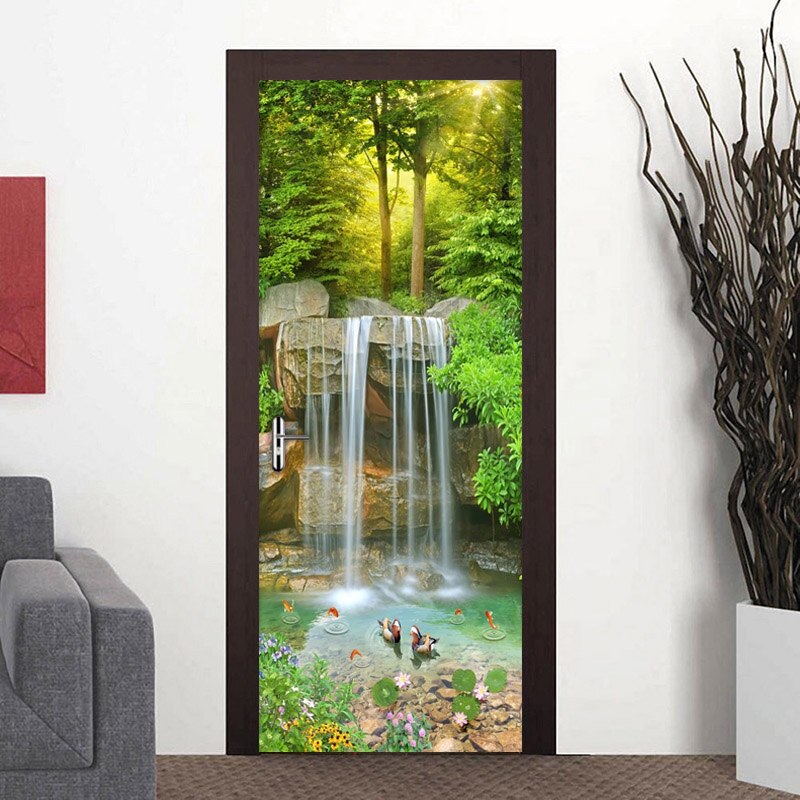 Waterfall 3D Landscape Door Sticker Wall Painting ... – Grandado
