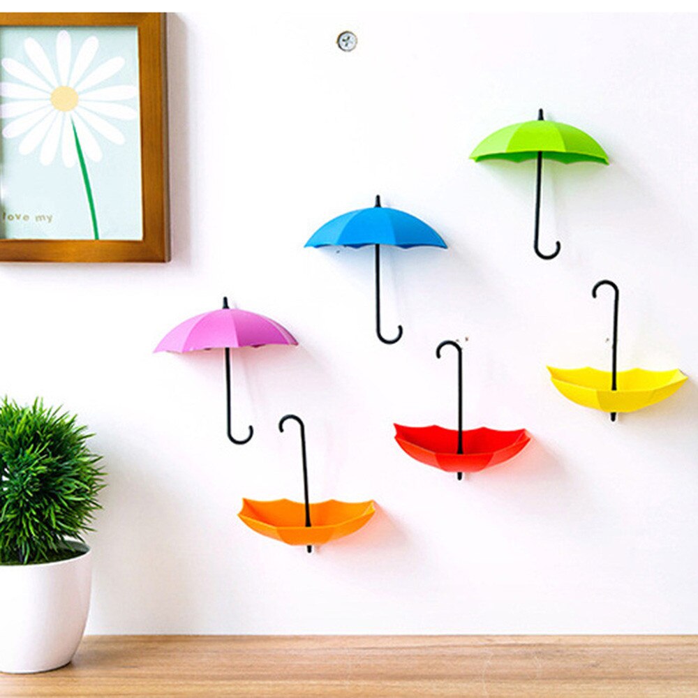 6 stks/set Leuke Paraplu Wall Mount Sleutelhouder ... – Vicedeal