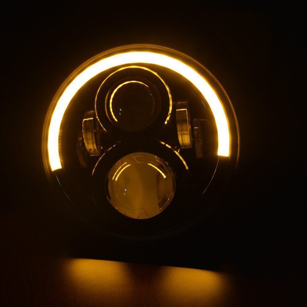 7"Round Motorcycle Headlight LED High Low Beam Lam... – Grandado