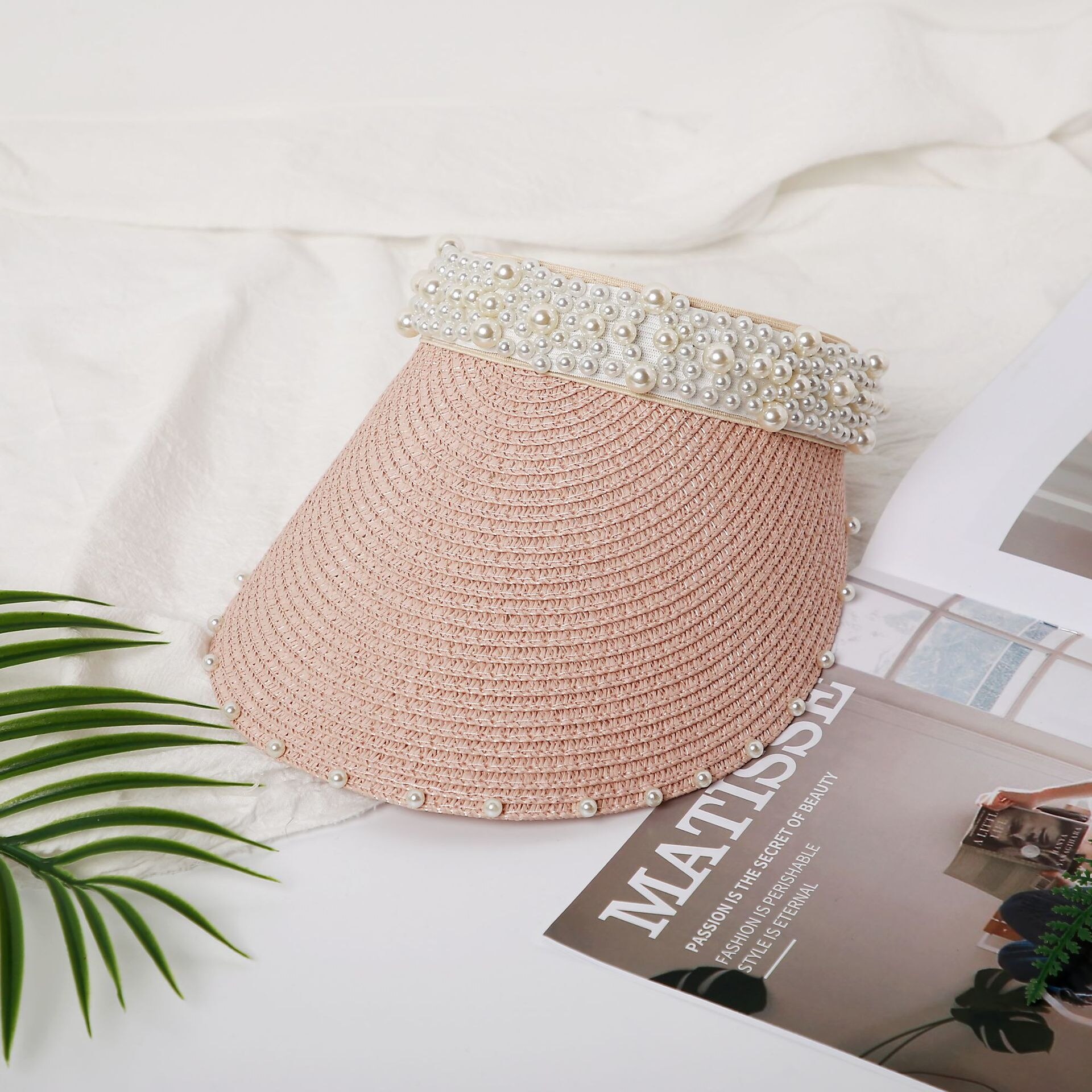 Pearl Empty Top Straw Hat Women's Summer Sun S... – Vicedeal