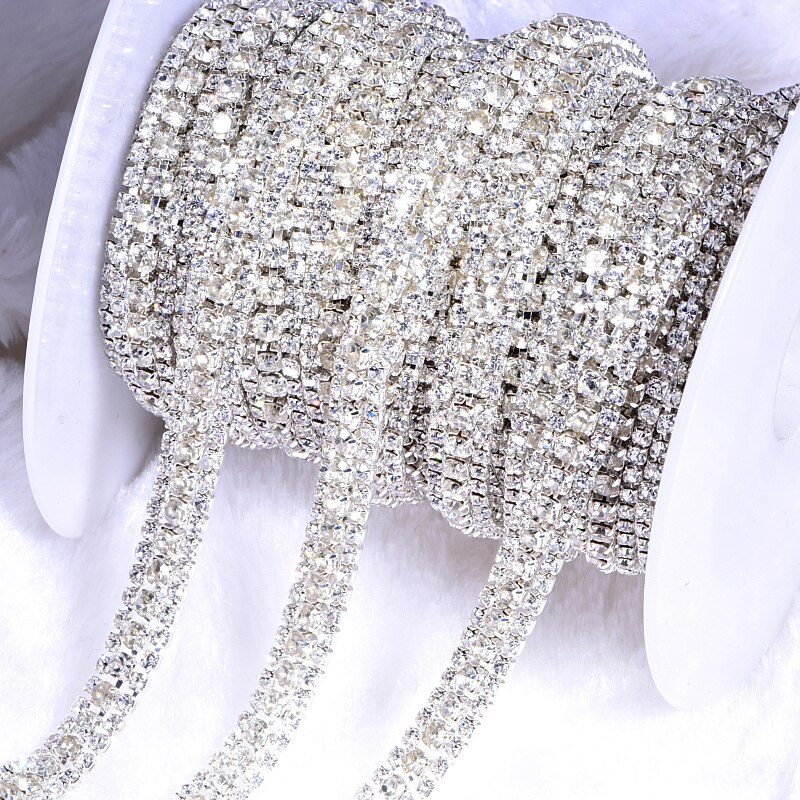 1 Yard 91.5cm 3 Rows Glass Strass Sew On Rhineston... – Grandado