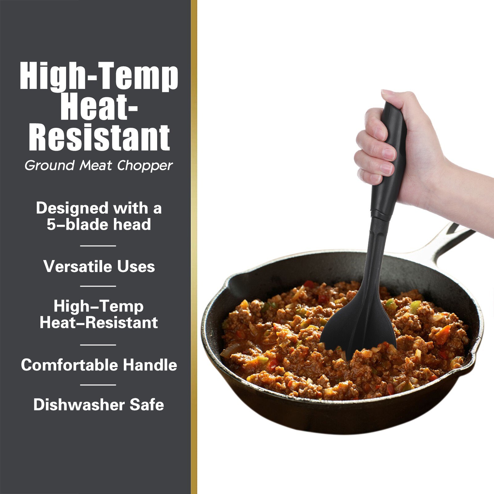 Kitchen Burger Meat Cleaver High Temperature Black... – Grandado