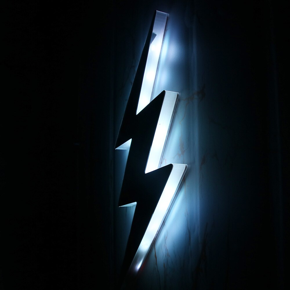 Lightning Bolt Decorative Wall Art Mirror With LED... – Vicedeal