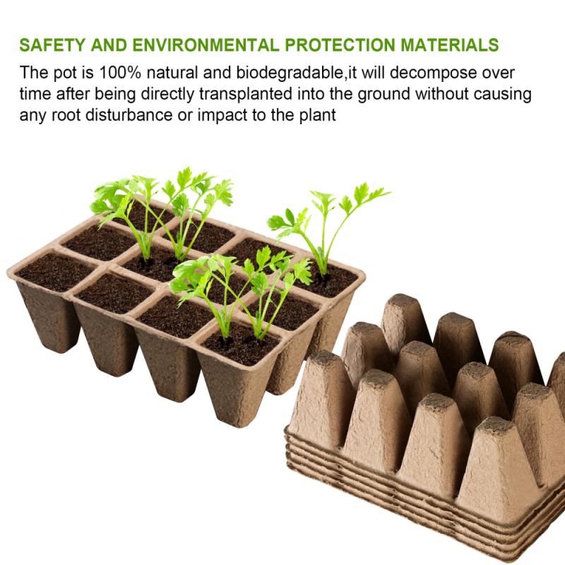 5 Pcs 12-Hole Pulp Seedling Tray Disposable Nurser... – Grandado
