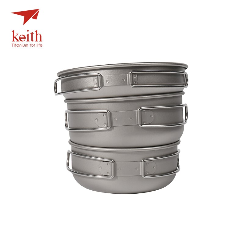 Keith 3Pcs Titanium Pans Bowls Set With Folding Ha... – Grandado