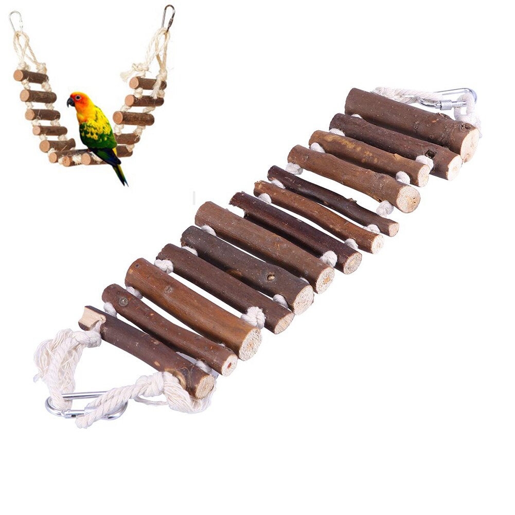 Pet Bird Wooden Rope Ladder Suspension Bridge Swin... – Grandado