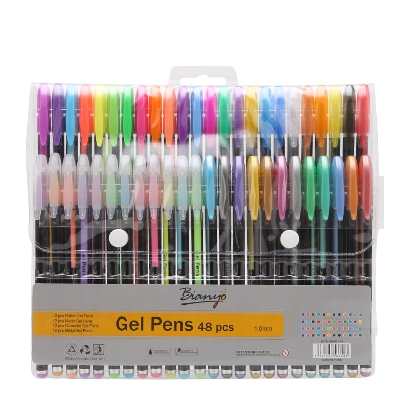 48 Unique Colors Gel Pens Adult Art Markers Kid Drawing Craft Supplies ...