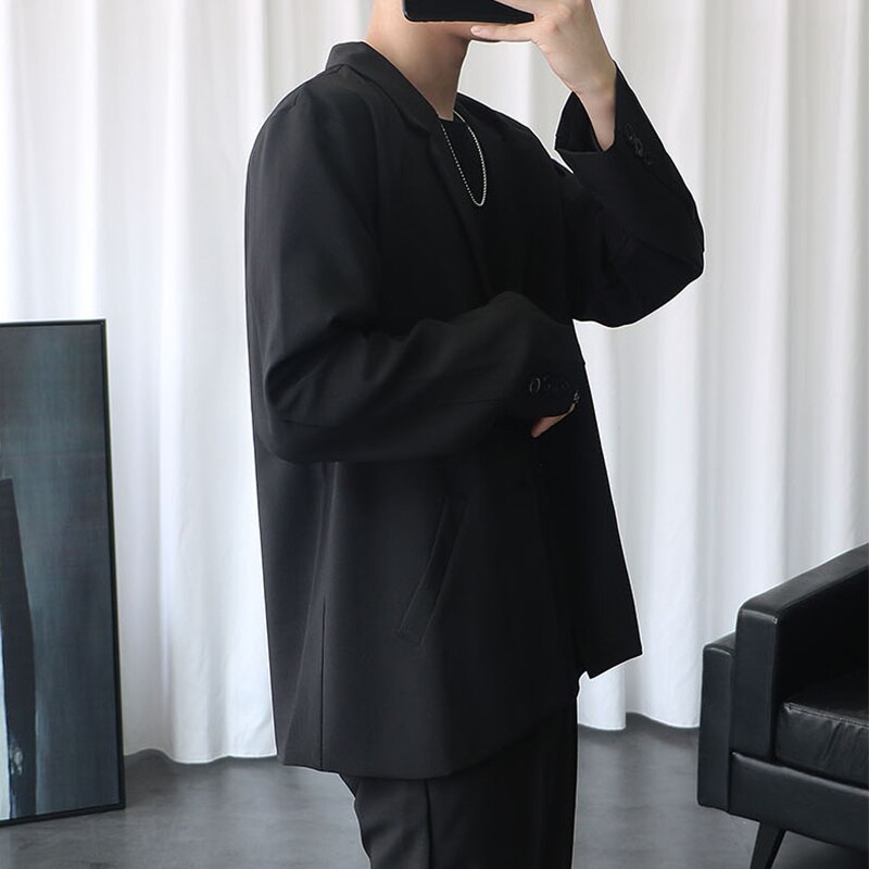 Men Spring Atumn Thin Casual Loose Blazer High Sch... – Grandado