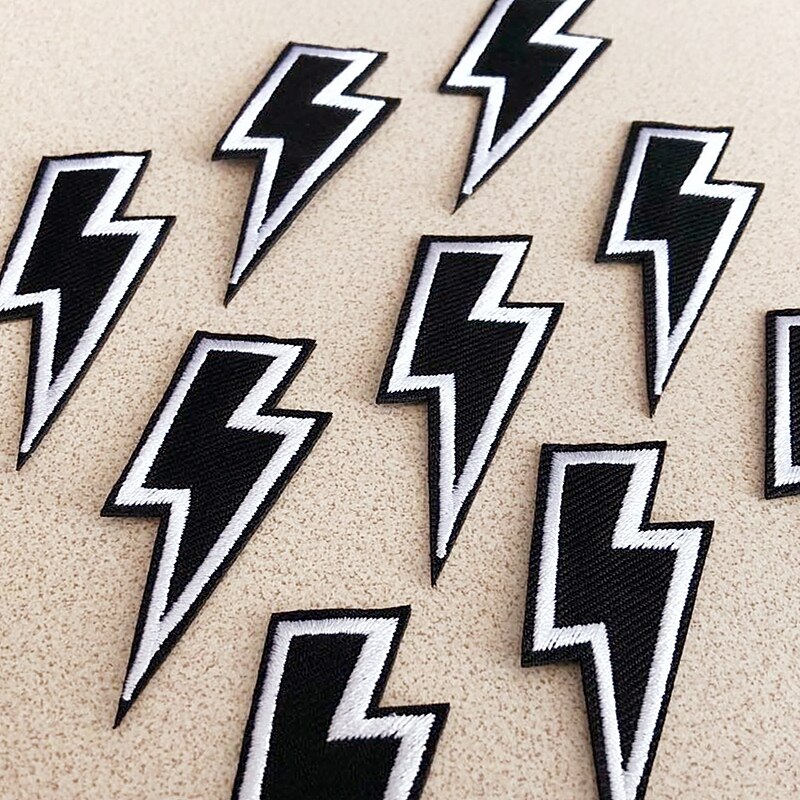 9 Stks/partij Mode Patches Stickers Black Lightnin... – Grandado