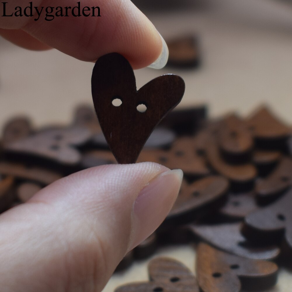 50PCS Heart Shape Brown Wood Buttons Wooden Sewing... – Vicedeal