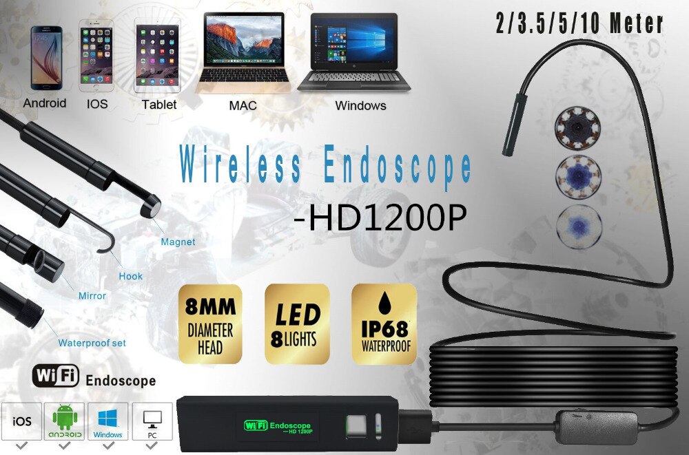 IP68 Waterdichte Endoscoop Wifi Borescope Inspecti... – Grandado
