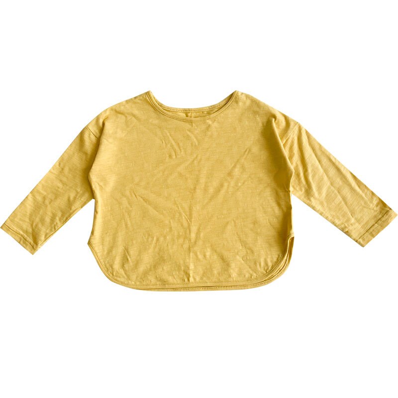 Girls Spring Shirt Long Sleeve Round Neck Solid Co... – Grandado