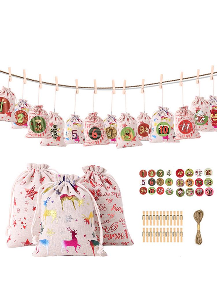 DIY Numbers Bag Christmas 1-24 Advent Calendar Orn... – Grandado