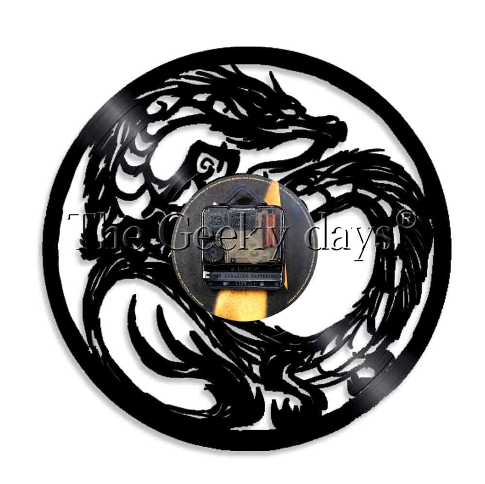 Dragon Vinyl Record Silent Wall Clock Ancient Myth... – Grandado