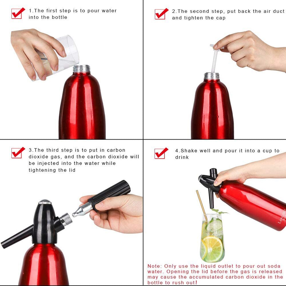 1L Aluminium CO2 Sparkle Soda Water Soda Maker Sif... – Grandado