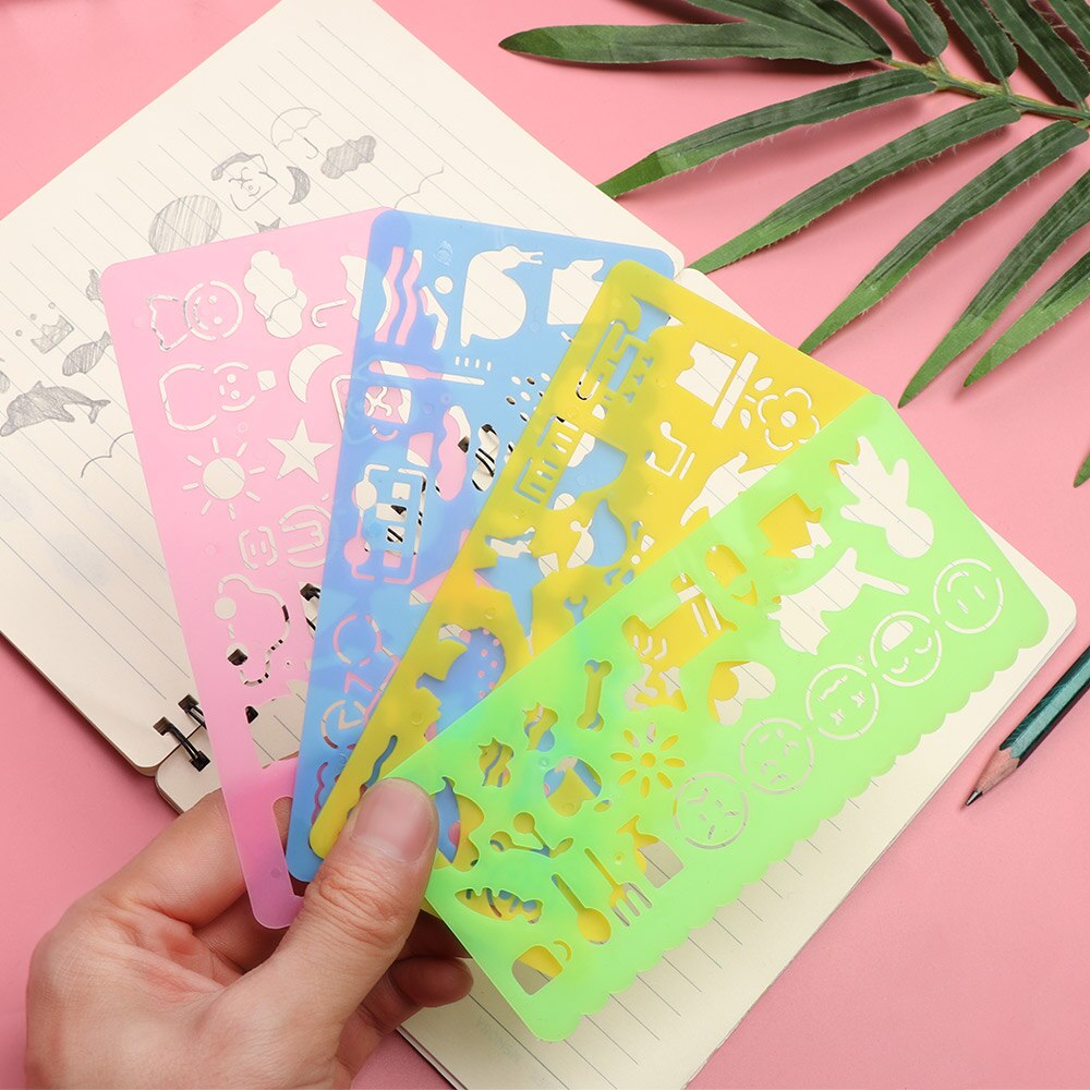 4Pcs/Pack Flower Geometric Ruler Learning Animal D... – Grandado