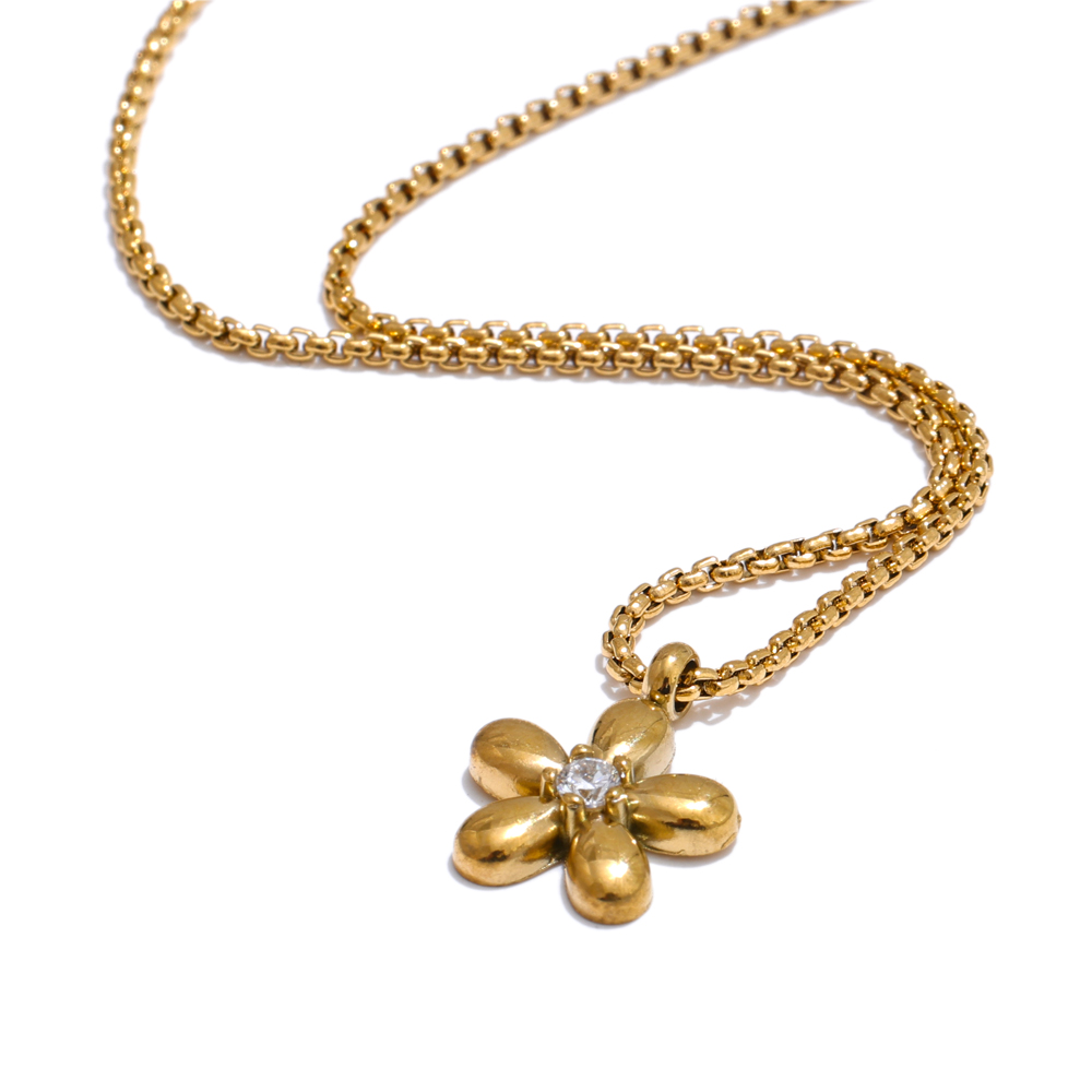 Yhpup Style Stainless Steel Zirconia Flower Pendan... – Grandado