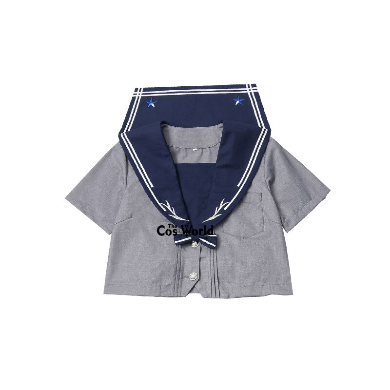 [Willow Leaf] Gray Navy Blue Summer Navy Sailor Su... – Grandado