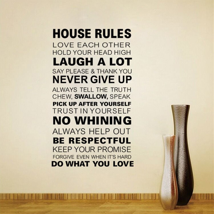 house rules vinyl quote wall decal family rule hom... – Vicedeal