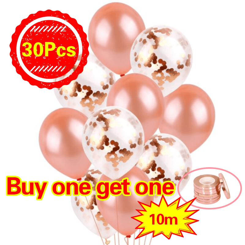 30 stk rosa guld balloner med konfetti latex stjer... – Vicedeal