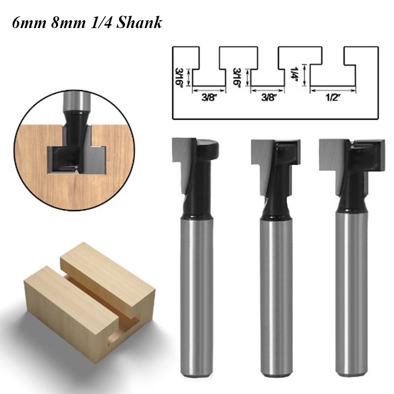 3 Stuks 6Mm 1/4 "8Mm Schacht T-Slot Cutter Router ... – Vicedeal