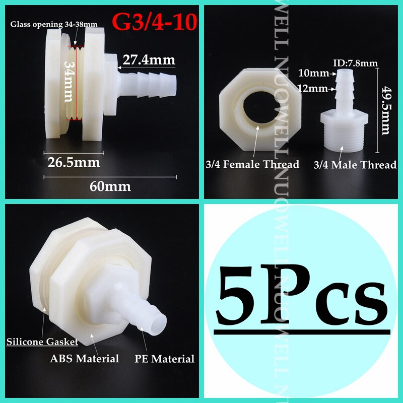 5Pcs 3/4" to 10-25mm Aquarium Fish Tank Drain... – Vicedeal