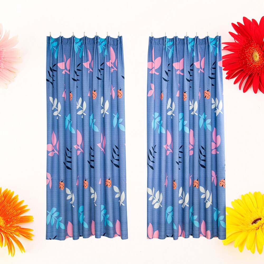 Sliding Colorful Leaves Printing Curtain Half Shad... – Grandado