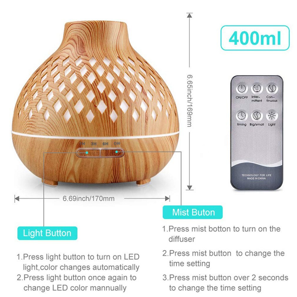 400ml Wood Essential Oil Diffuser Ultrasonic Usb A... – Grandado