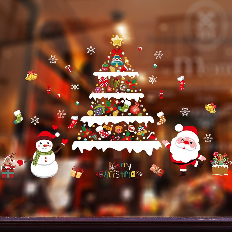Christmas tree Christmas decorations stickers scen... – Grandado