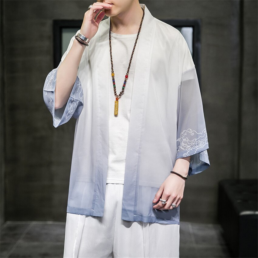 2022 Hanfu Men Ice Silk Cardigan Shirt Men Chinese... – Grandado