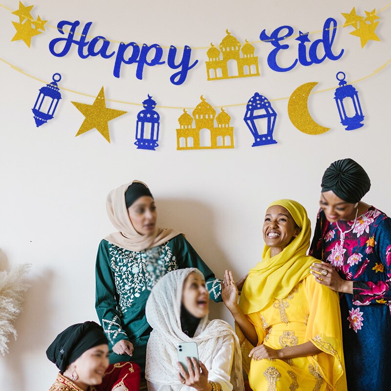1Set Eid Mubarak Banner Bunting Happy Islamic Musl... – Grandado
