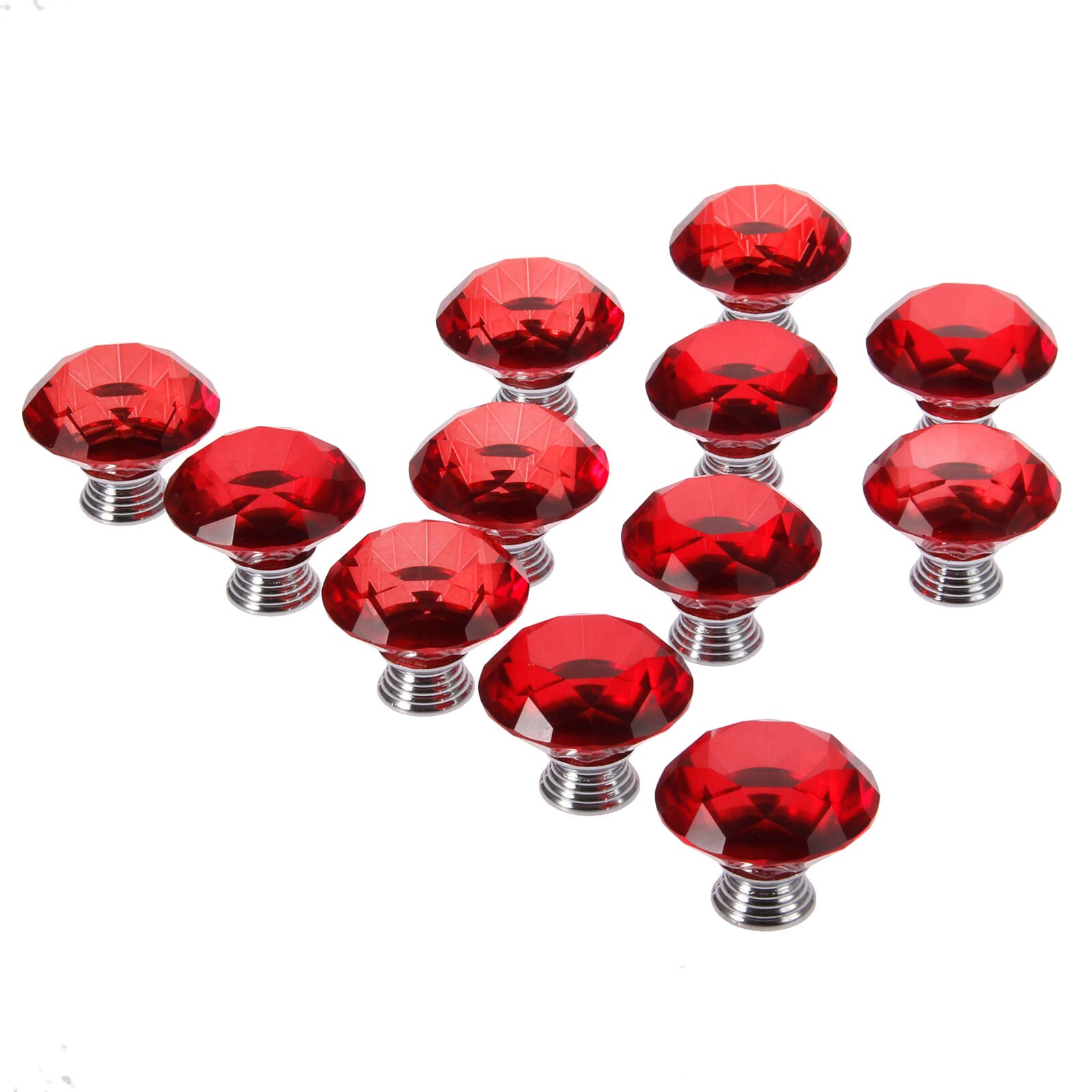 12Pcs 40mm Diamond Shape Red Crystal Glass Knob Ca... – Grandado