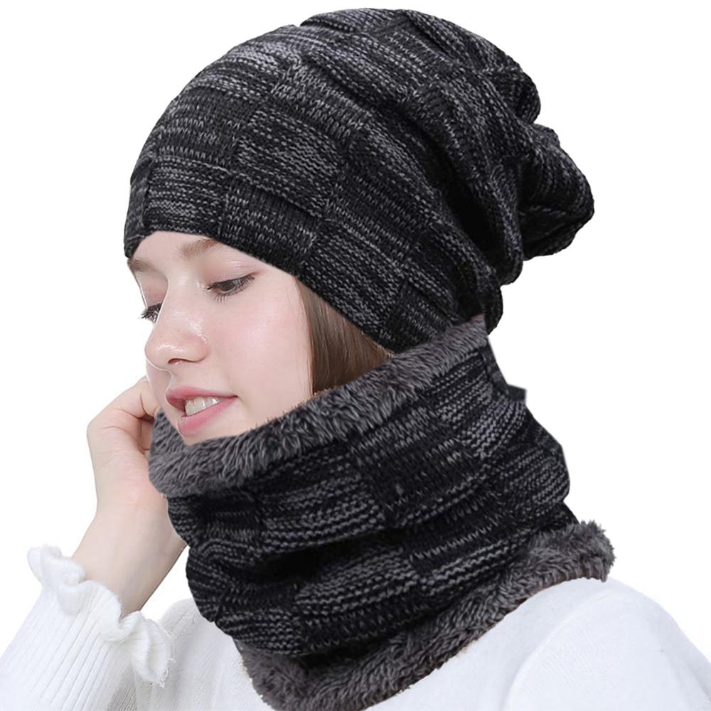 Winter Beanie Hoed, Warm Muts Sjaal Set Dikke Flee... – Grandado