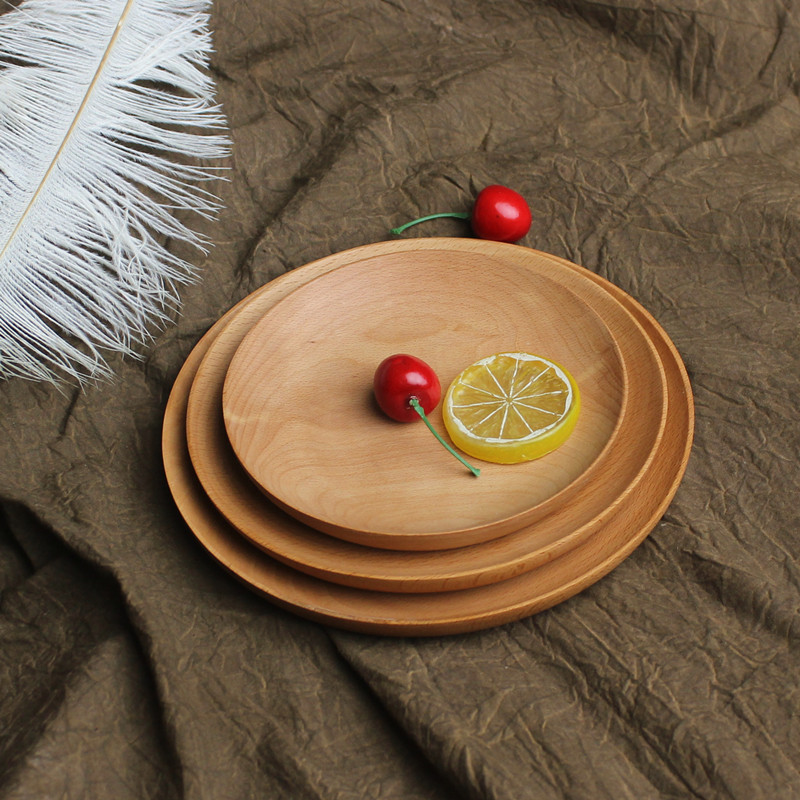 Natural Wood Plate Dishes Fruit Tray Plates Dinner... – Grandado