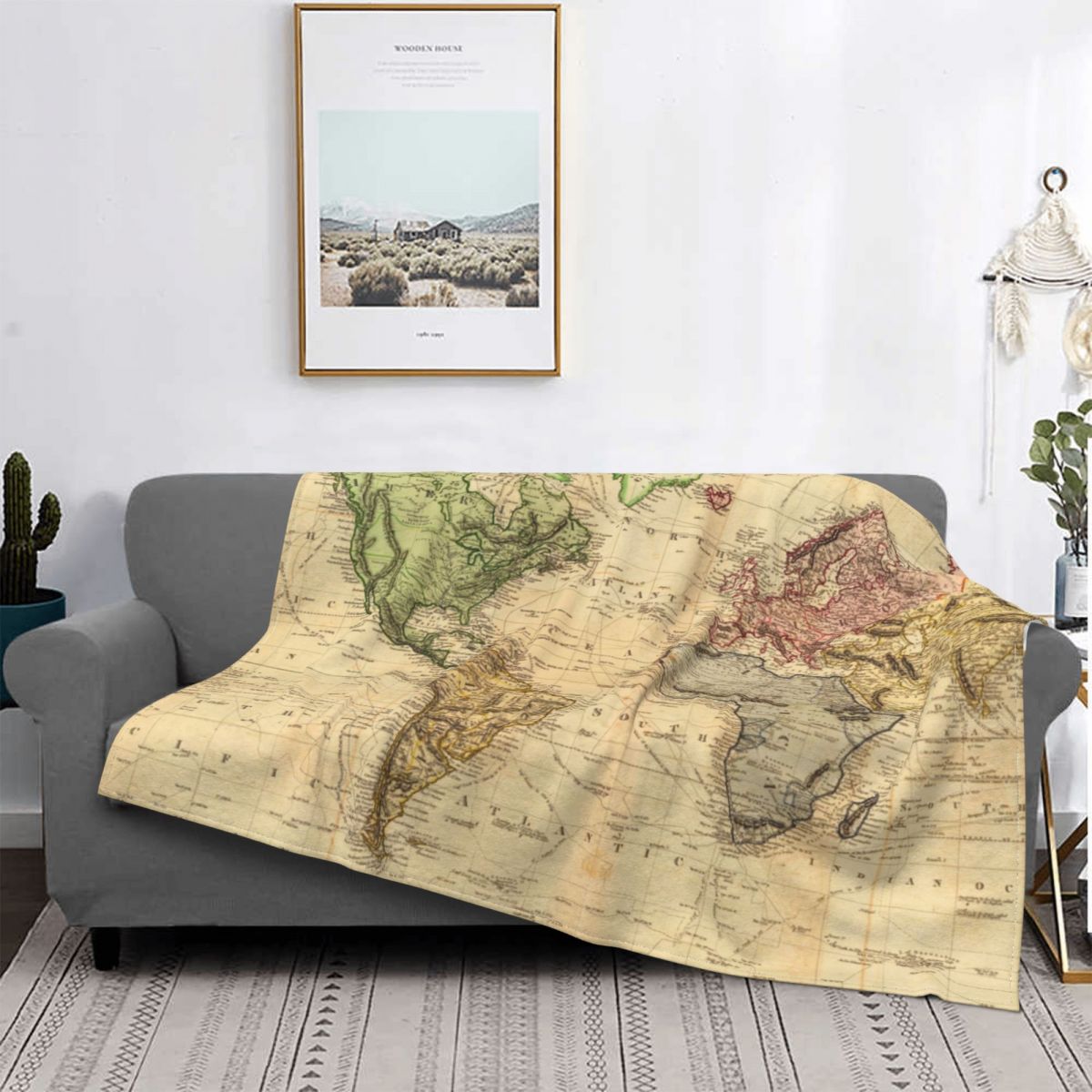 Vintage Map Of The World 1831 World Map Blanket Fl... – Grandado