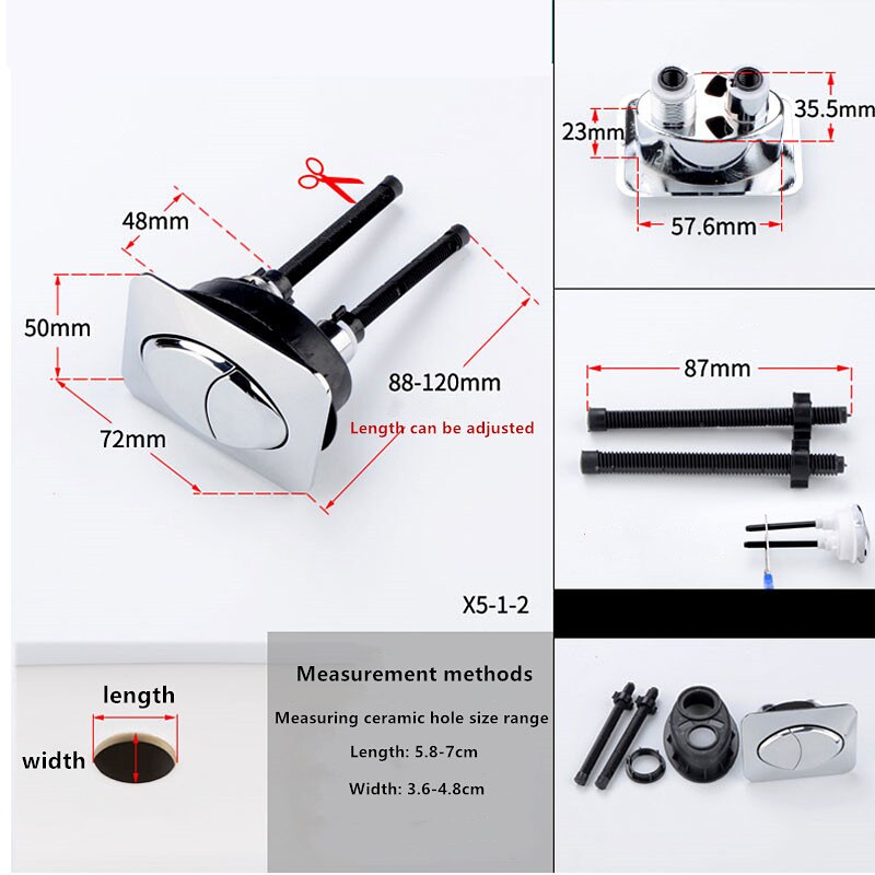 Bathroom Toilet Dual Control Button Oval Triangle ... – Grandado