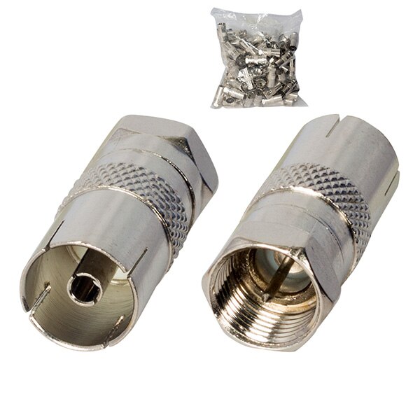 F CONNECTOR MALE 60 OHM FEMALE CONVERTER METAL CON... – Grandado