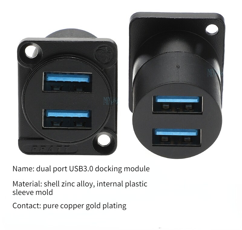 USB socket D type Metal dual USB 3.0 socket female... – Vicedeal