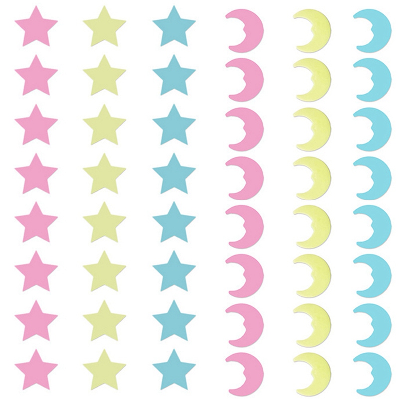100 stk 3d veggklistremerker selvlysende stjerne&m... – Grandado