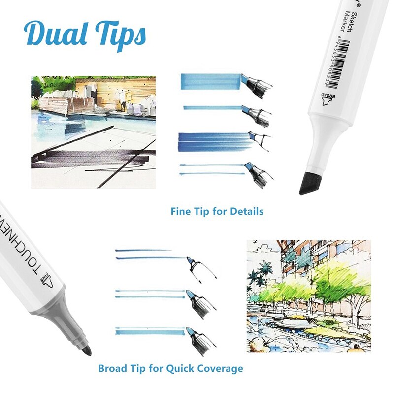 20 Colors Artist Marker Pens Blendable Alcohol Mar... – Grandado