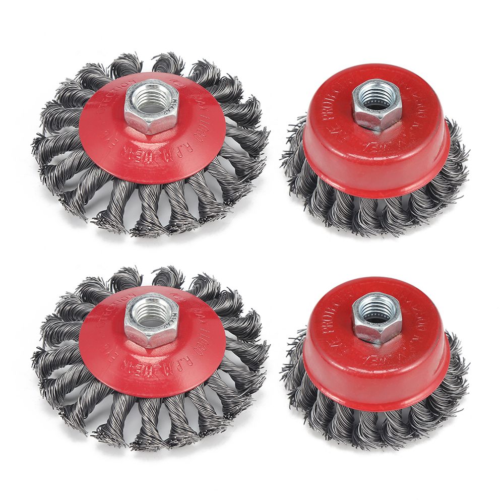 4pcs Rotary Twisted Knot Flat Cup Steel Wire Wheel Brush For Angle ...