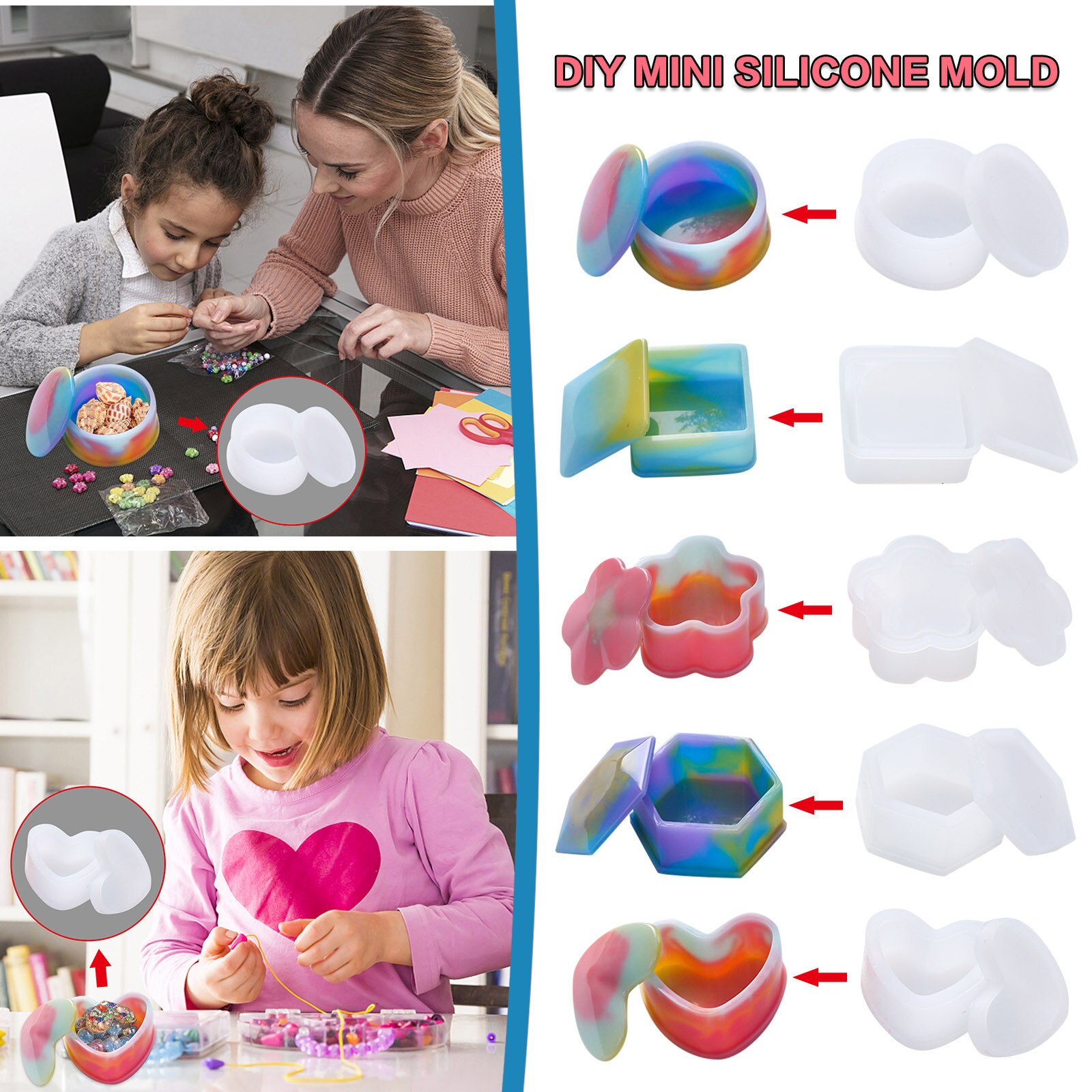 25 # 5d Resin Siliconen Mal Opbergdoos Mal Voor Si... – Vicedeal