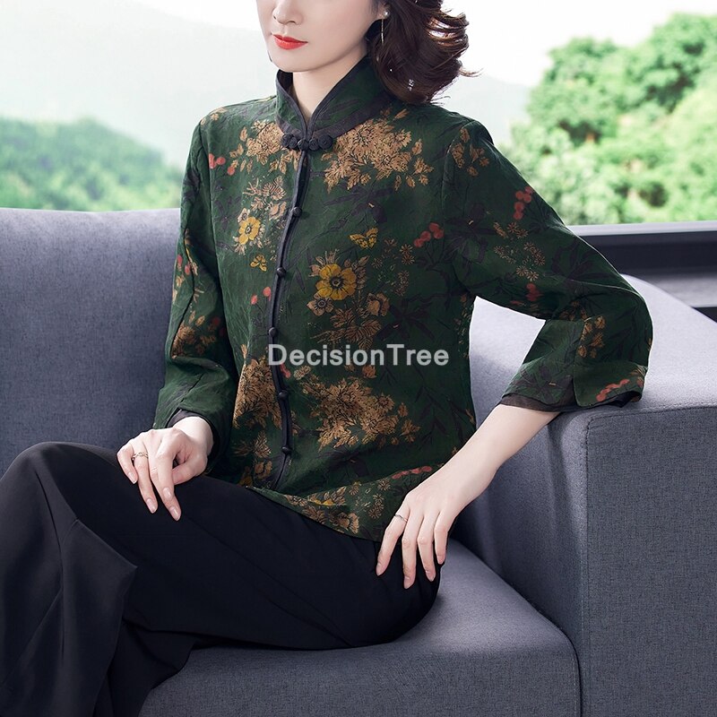 2022 women satin cheongsam top chinese tops vintag... – Vicedeal