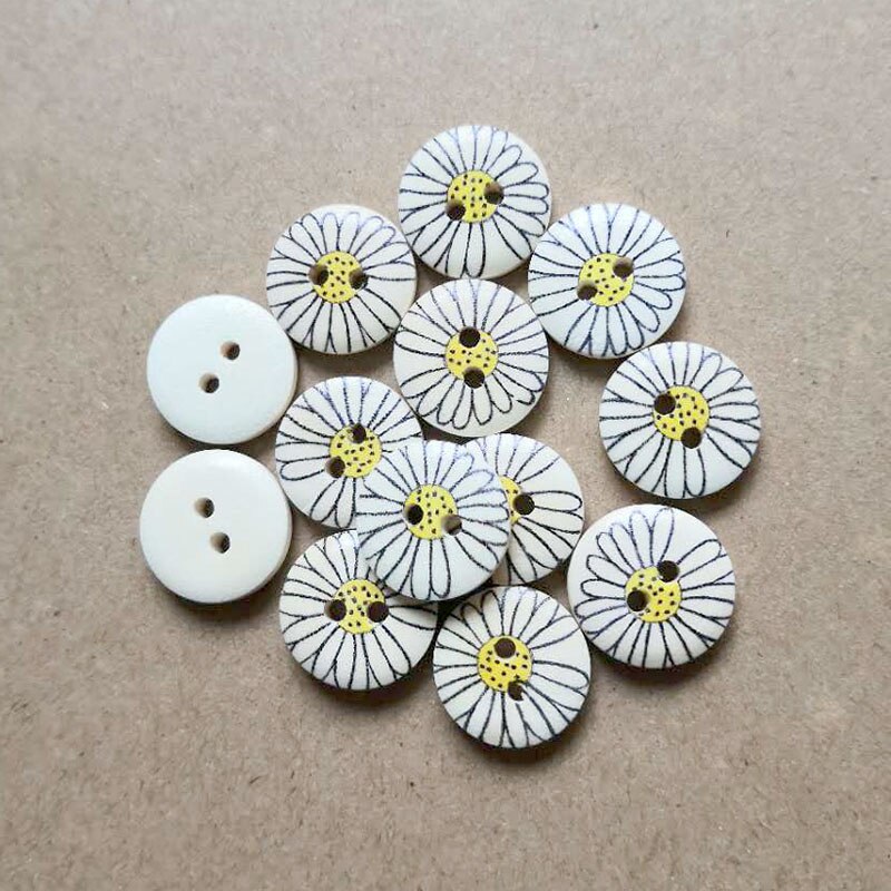 50PCs Wood Sewing Buttons Scrapbooking Round 2 Hol... – Grandado