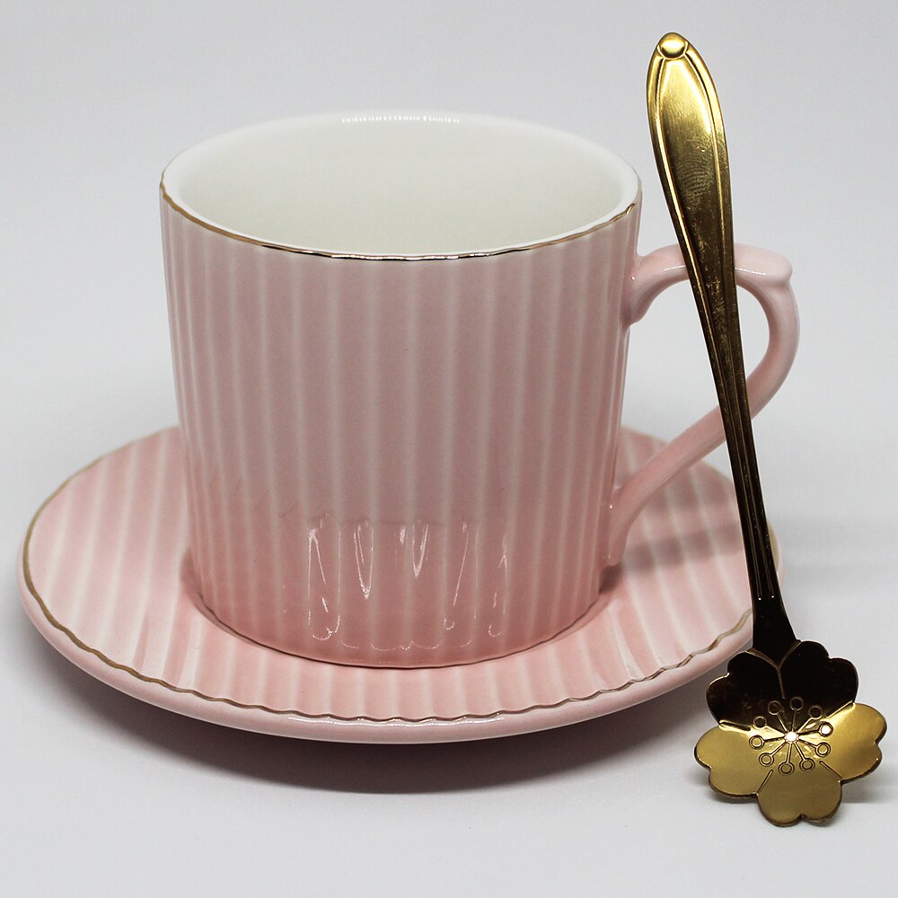 Kaffekopp tallerken skje sett 210ml melk te frokos... – Grandado