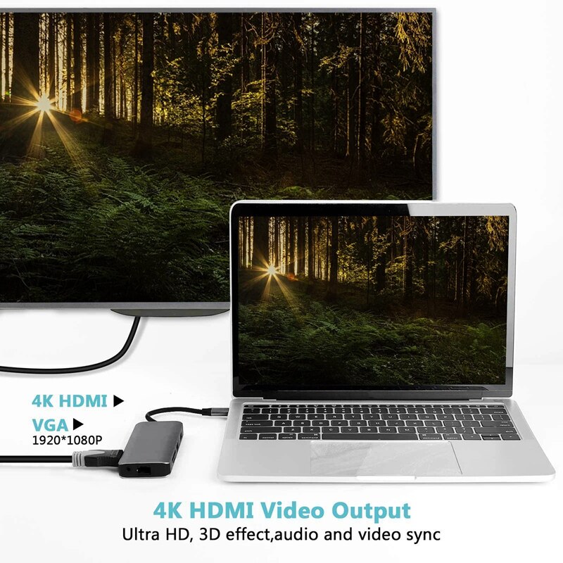 Docking Station 9 in 1 USB C Hub Adapter VGA HDMI ... – Vicedeal