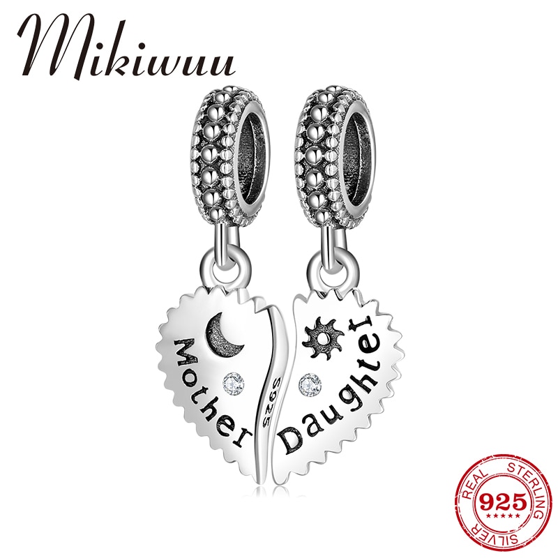 925 Sterling Silver Moon mother sun daughter Heart... – Grandado