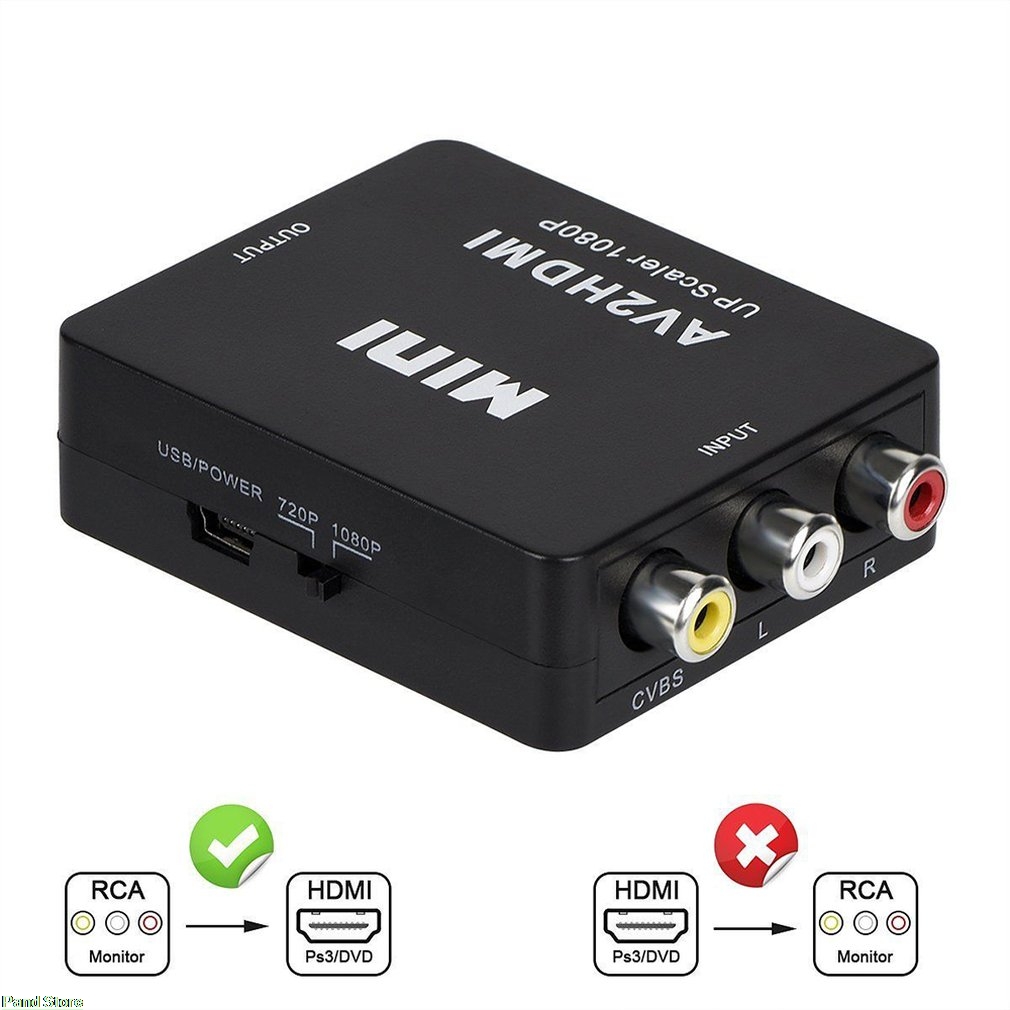 Przenośny rozmiar czarny RCA AV na HDMI konwerter/... – Grandado