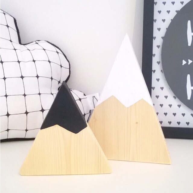 Pine Triangular Wooden Block Snow Mountain Decorat... – Grandado